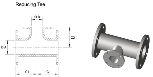 Flanged Sch10 Reducing Pipe Tee 316SS – Inox Fittings